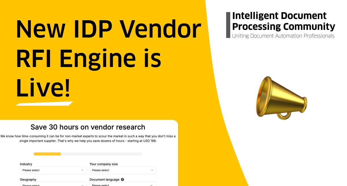 IDP Community launches new IDP Vendor RFI Engine - Intelligent Document ...